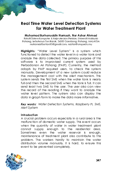 (PDF) Real Time Water Level Detection Systems for Water Treatment Plant