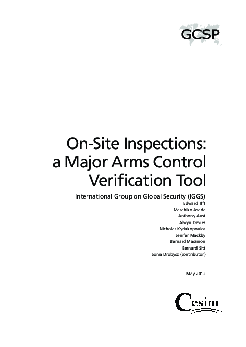 (PDF) ON SITE INSPECTIONS A MAJOR ARMS CONTROL VERIFICATION TOOL