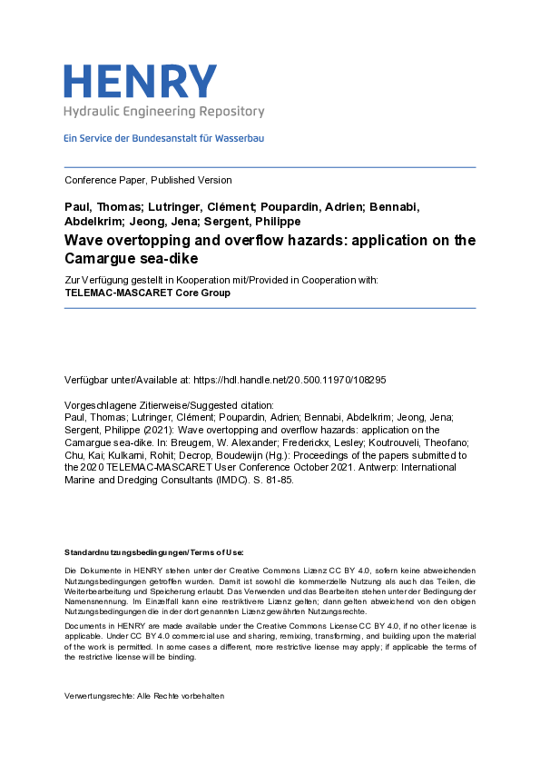 (PDF) Wave overtopping and overflow hazards: application on the ...