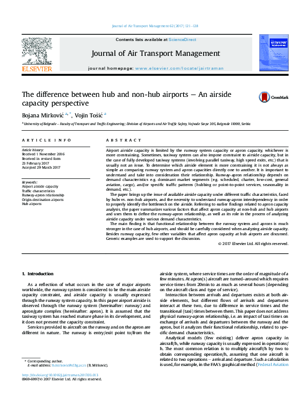 (PDF) The difference between hub and non-hub airports – An airside ...