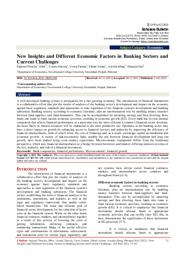 (PDF) New Insights and Different Economic Factors in Banking Sectors ...