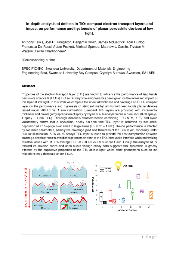 Pdf In Depth Analysis Of Defects In Tio2 Compact Electron Transport