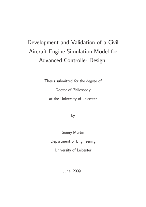 (PDF) Development and Validation of a Civil Aircraft Engine Simulation Model for Advanced ...