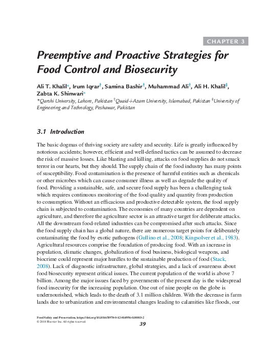 (PDF) Preemptive and Proactive Strategies for Food Control and Biosecurity