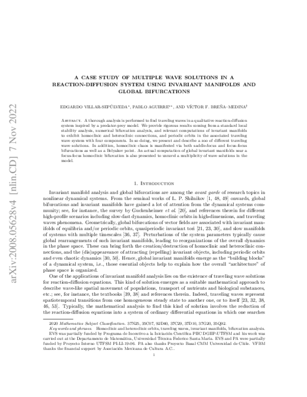 (PDF) A case study of multiple wave solutions in a reaction-diffusion system using invariant ...