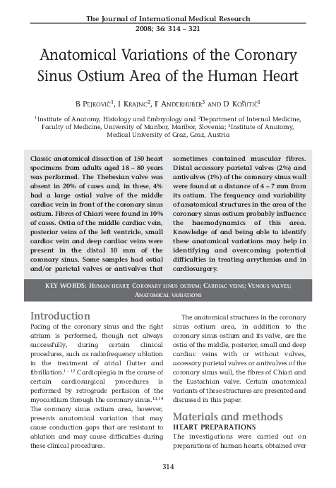 (PDF) Anatomical Variations of the Coronary Sinus Ostium Area of the ...