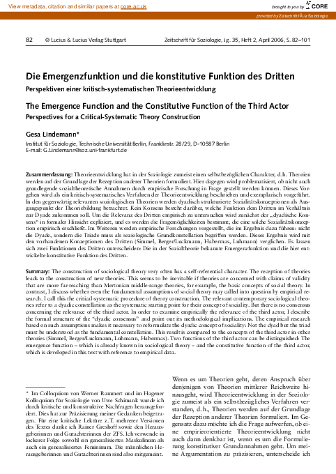 (PDF) The Emergence Function and the Constitutive Function of the Third ...