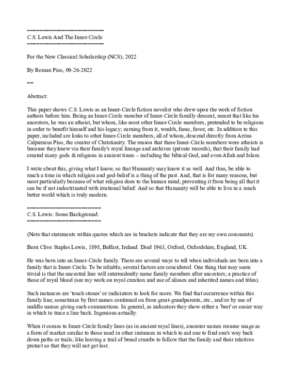 (PDF) CSLewis And The Inner Circle
