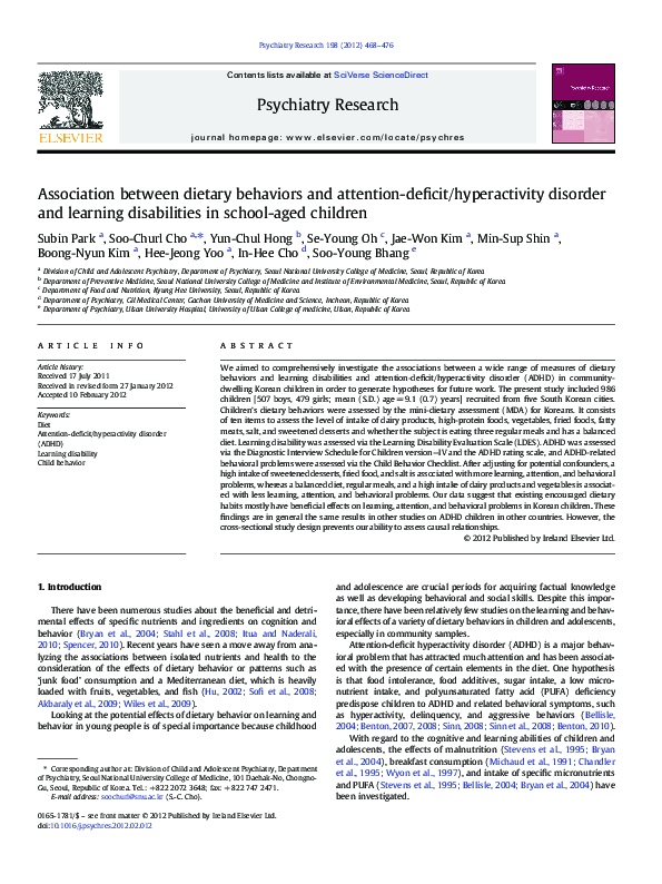(PDF) Association between dietary behaviors and attention-deficit ...