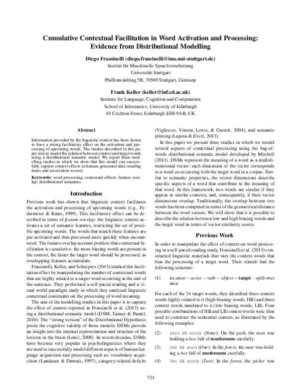 (PDF) Cumulative Contextual Facilitation in Word Activation and ...