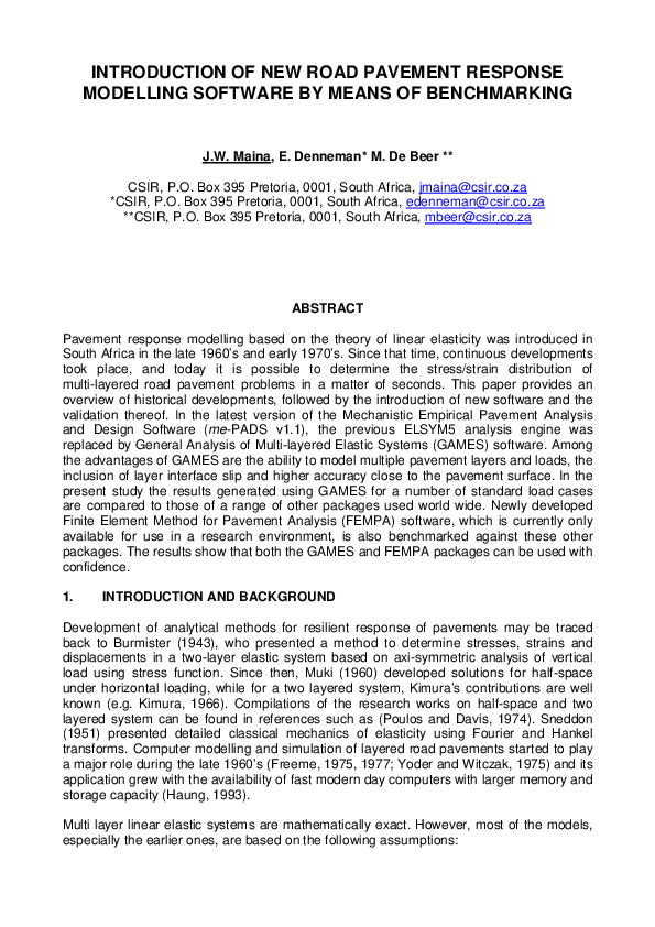 (PDF) Introduction of new road pavement response modelling software by ...