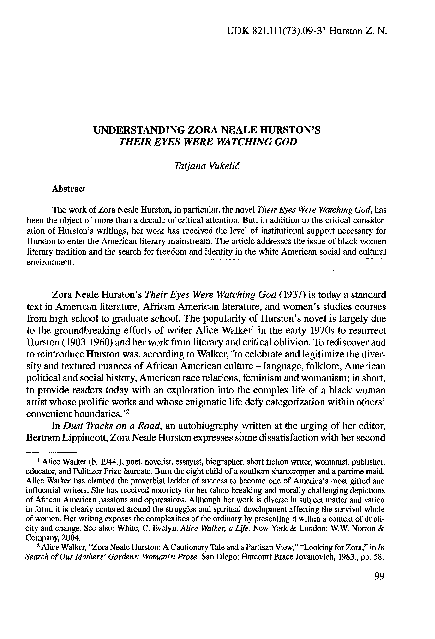 (PDF) Understanding Zora Neale Hurston's Their Eyes Were Watching God