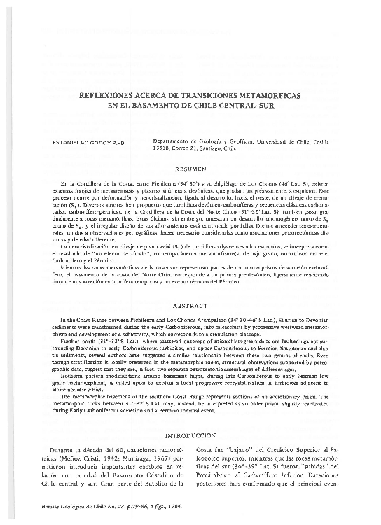 (PDF) Reflexiones Acerca De Transiciones Metamorficas en El Basamento ...