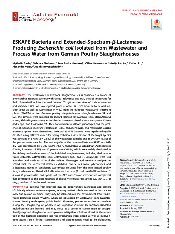 (PDF) ESKAPE Bacteria and Extended-Spectrum-β-Lactamase-Producing ...