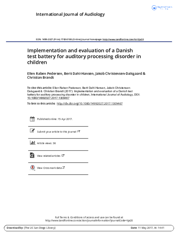 (PDF) Implementation and evaluation of a Danish test battery for ...