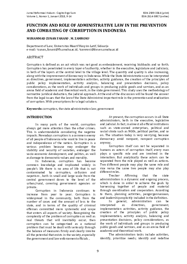 (PDF) Function and Role of Administrative Law in the Prevention and Combating of Corruption in ...