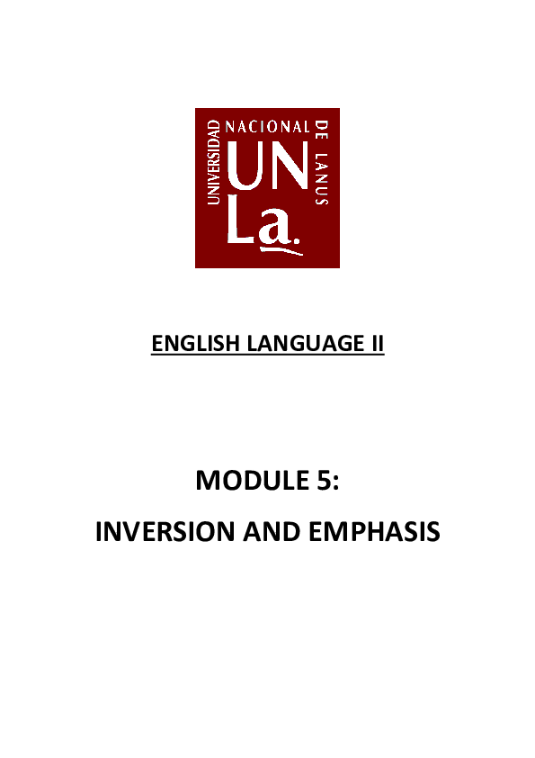 (PDF) Language ii module 5 inversion and emphasis with numbers