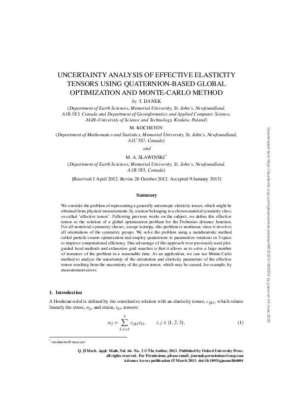 (PDF) Uncertainty analysis of effective elasticity tensors using quaternion-based global ...