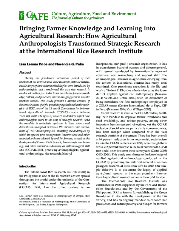 (PDF) Bringing Farmer Knowledge and Learning into Agricultural Research ...