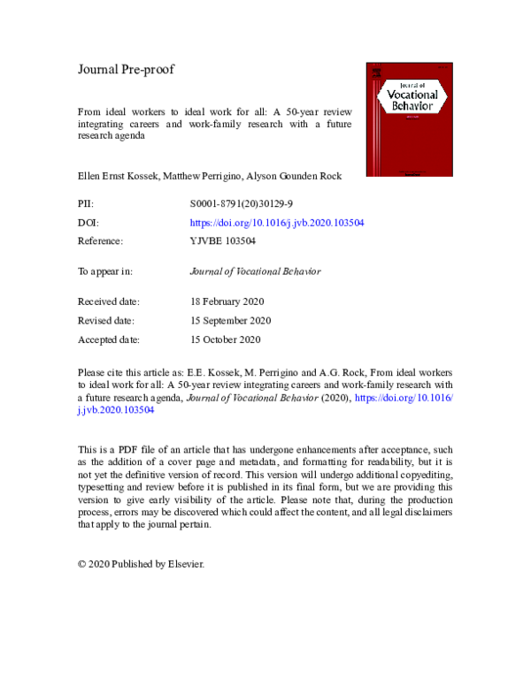 (PDF) From ideal workers to ideal work for all: A 50-year review ...