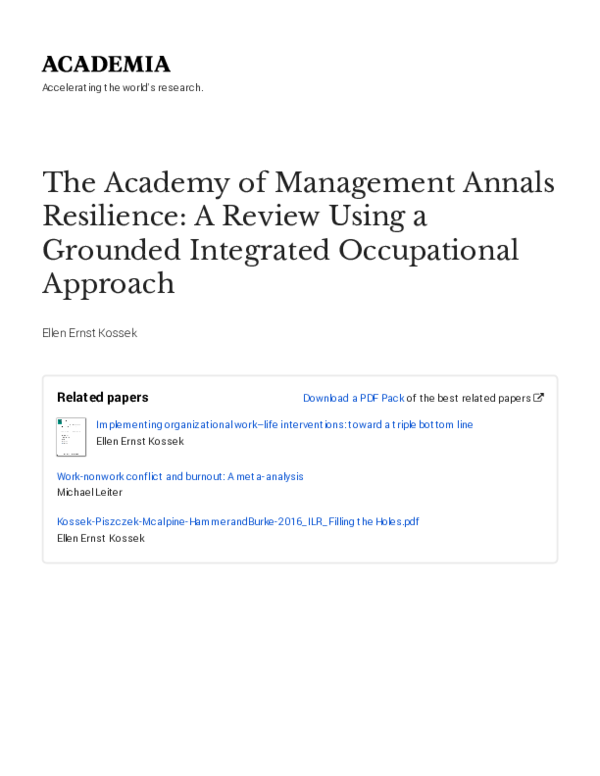 (PDF) Resilience:A Review Using a Grounded Integrated Occupational Approach