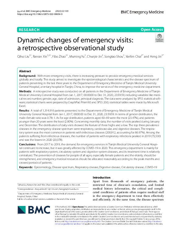 (PDF) Dynamic changes of emergency visits: a retrospective ...