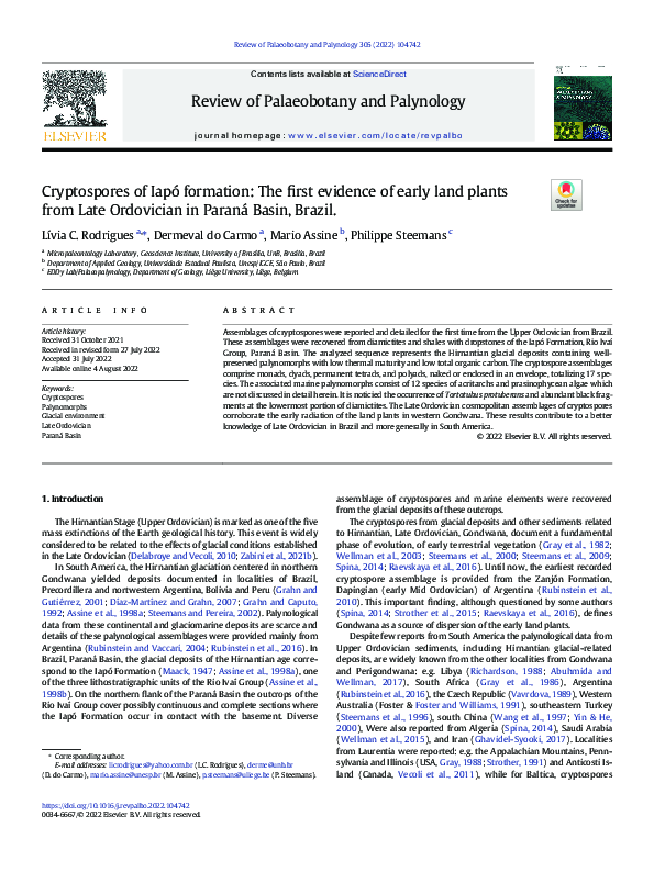 (PDF) Cryptospores of Iapó formation: The first evidence of early land ...