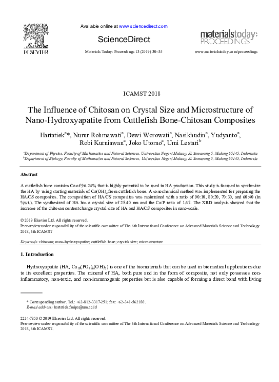 (PDF) The Influence of Chitosan on Crystal Size and Microstructure of ...