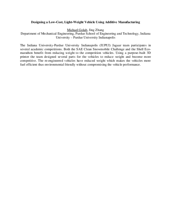(PDF) Designing a Low-Cost, Light-Weight Vehicle Using Additive ...