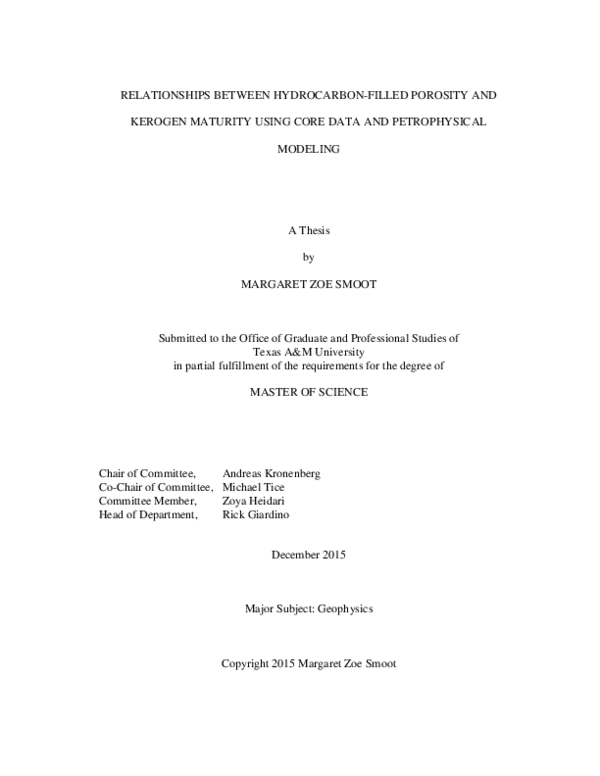 (PDF) Relationships between Hydrocarbon-Filled Porosity and Kerogen ...