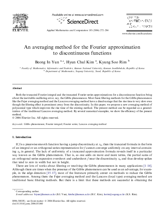 (PDF) An averaging method for the Fourier approximation to ...