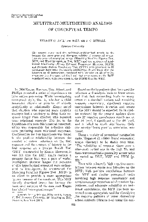 Multitrait-multimethod analysis of conceptual tempo