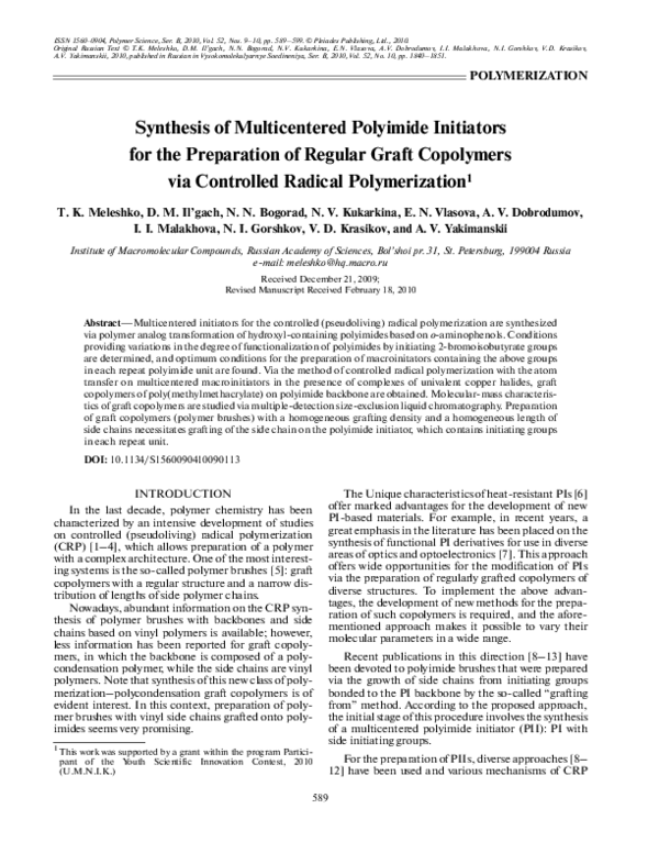 (PDF) Synthesis of multicentered polyimide initiators for the ...