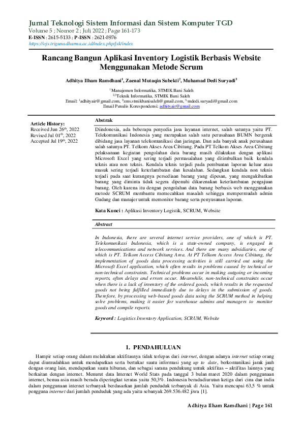 Pdf Rancang Bangun Aplikasi Inventory Logistik Berbasis Website