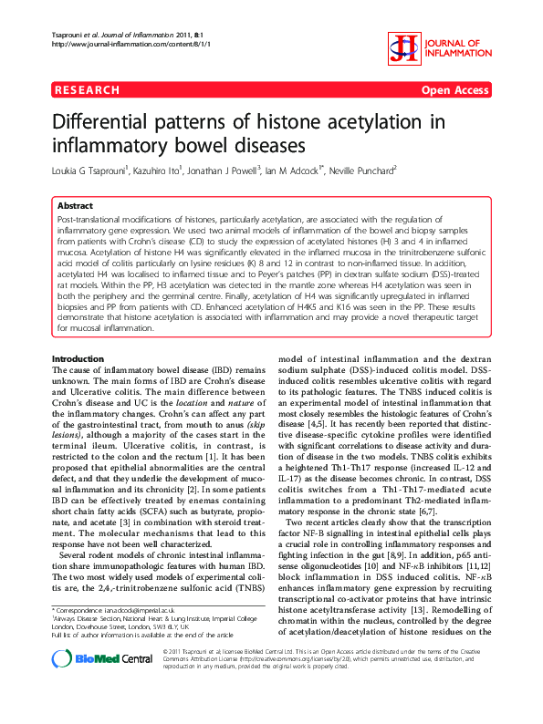 (PDF) Differential patterns of histone acetylation in inflammatory ...