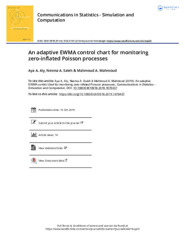 Pdf An Adaptive Ewma Control Chart For Monitoring Zero Inflated Poisson Processes