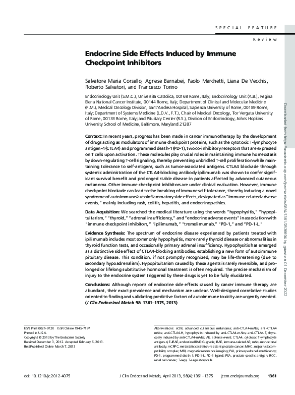 (PDF) Endocrine Side Effects Induced by Immune Checkpoint Inhibitors