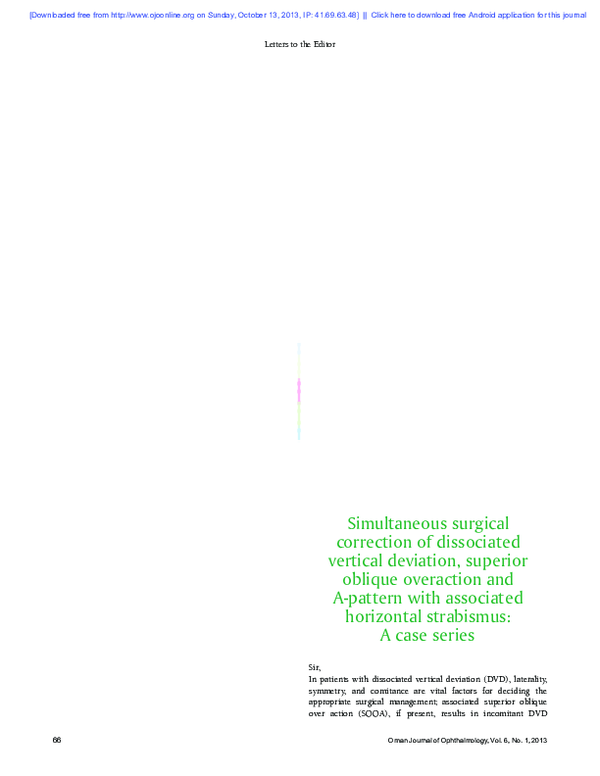 (PDF) Simultaneous surgical correction of dissociated vertical ...
