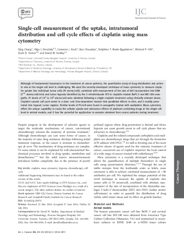 (PDF) Single-cell measurement of the uptake, intratumoral distribution ...