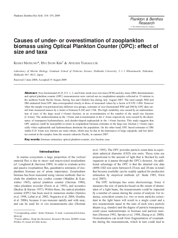 (PDF) Causes of under- or overestimation of zooplankton biomass using ...