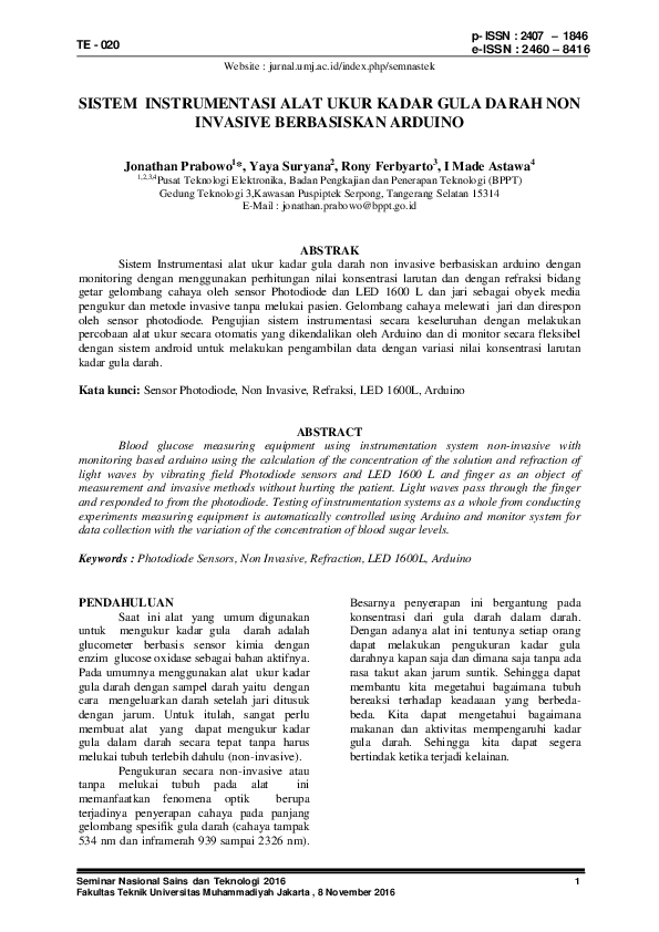 (PDF) Sistem Instrumentasi Alat Ukur Kadar Gula Darah Non Invasive ...