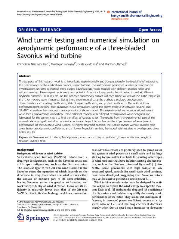 (PDF) Wind tunnel testing and numerical simulation on aerodynamic ...