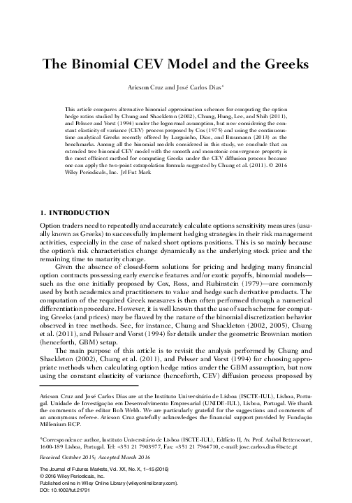 (PDF) The Binomial CEV Model and the Greeks