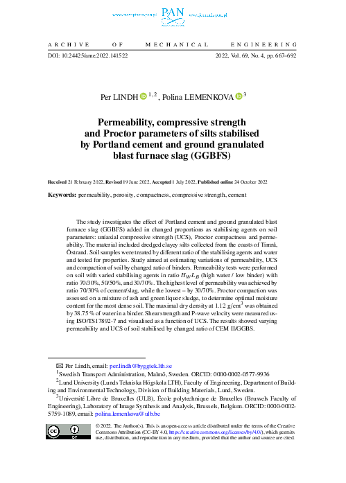 Pdf Permeability Compressive Strength And Proctor Parameters Of