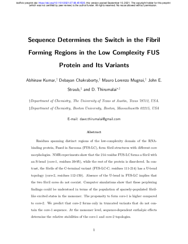 (PDF) Sequence Determines the Switch in the Fibril Forming Regions in ...