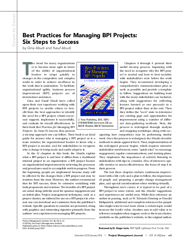(PDF) Best Practices for Managing BPI Projects: Six Steps to Success