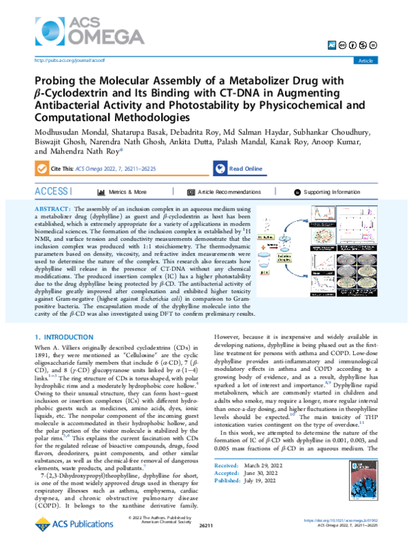 (PDF) Probing the Molecular Assembly of a Metabolizer Drug with β ...