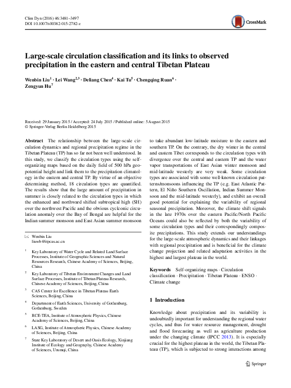 (PDF) Large-scale circulation classification and its links to observed precipitation in the ...