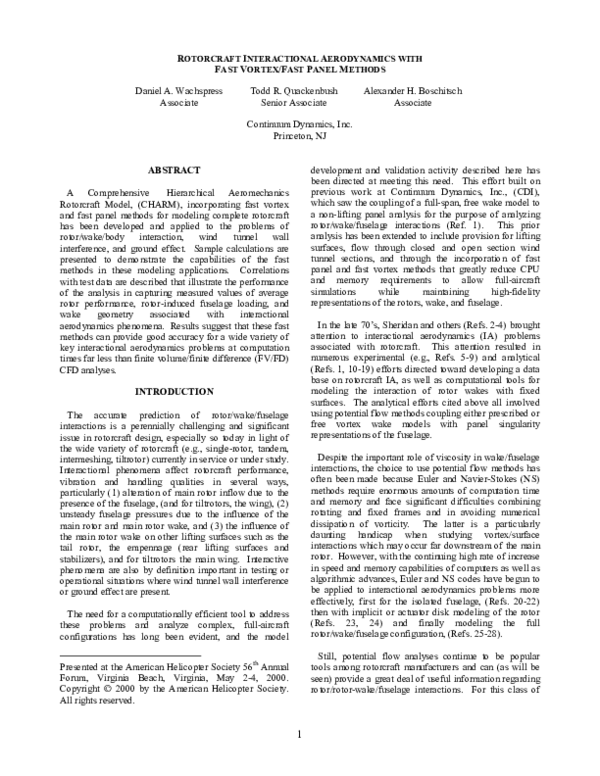 (PDF) Rotorcraft Interactional Aerodynamics with Fast Vortex/Fast Panel Methods