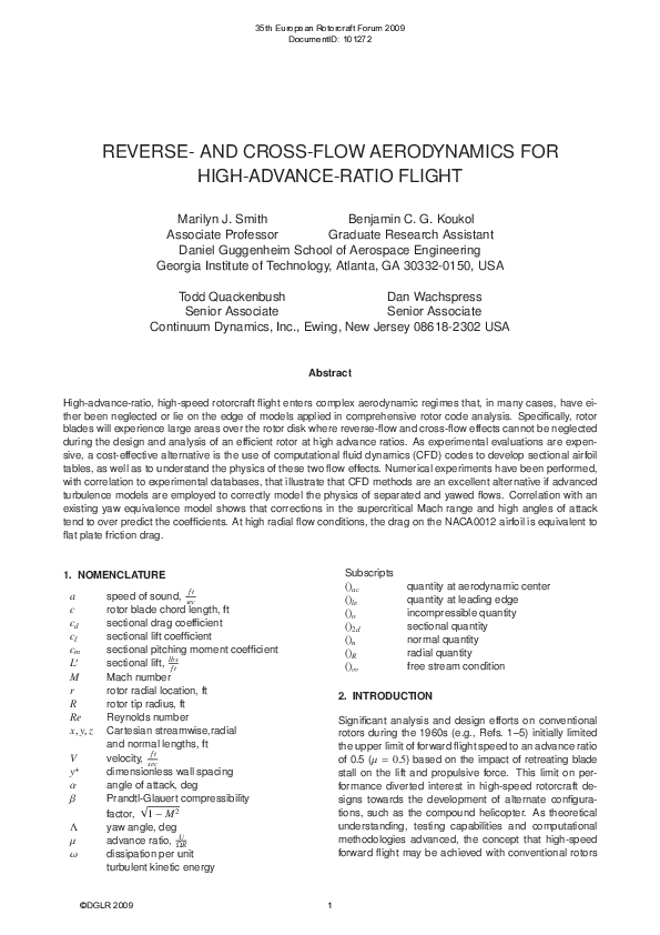(PDF) Reverse-and cross-flow aerodynamics for high-advance-ratio flight